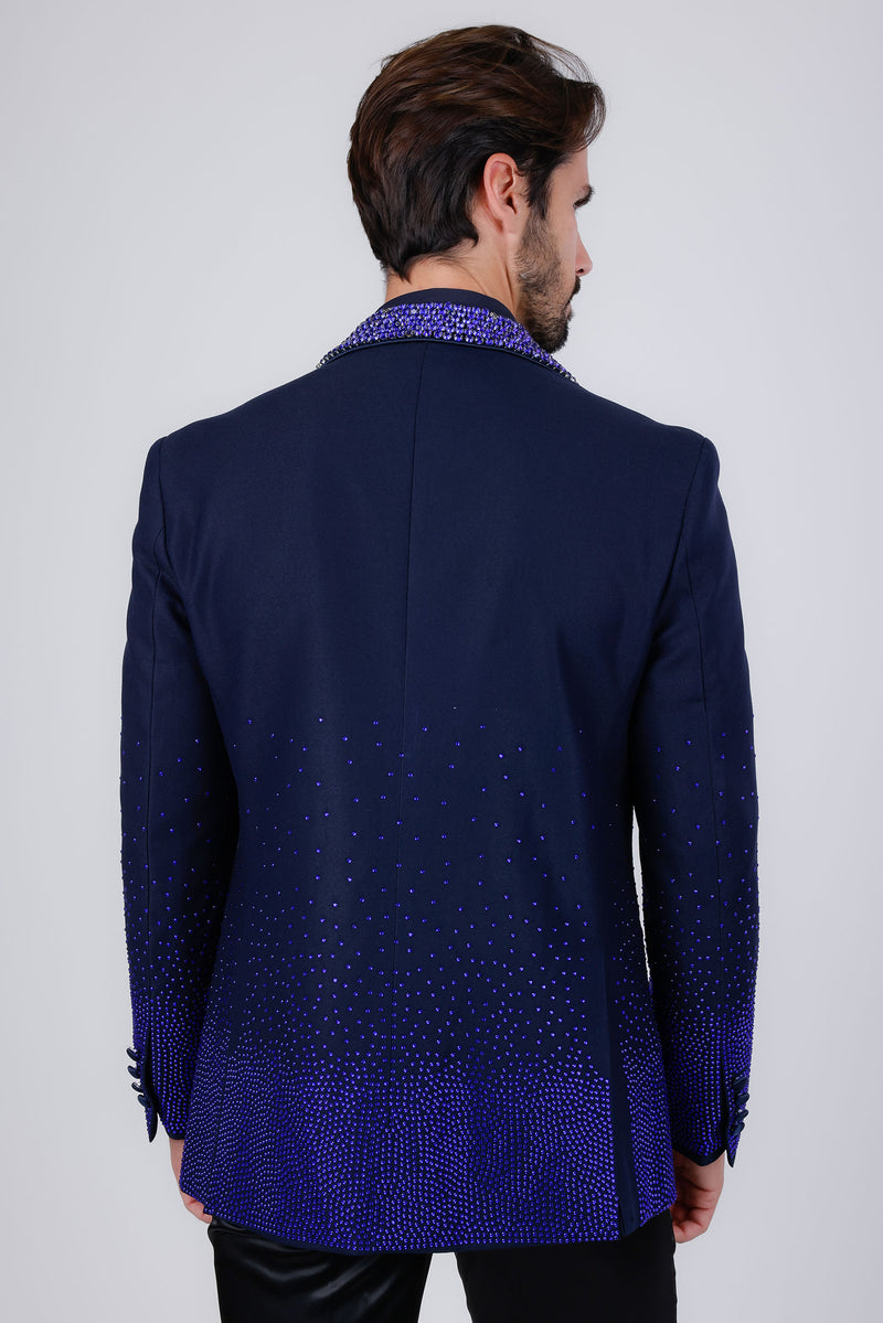 Barabas Men's Rhinestone Peak Lapel Luxury Blazer 2EBL3